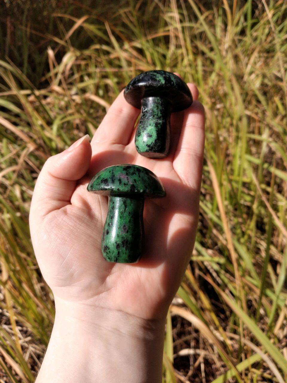 Ruby Zoisite Polished Gemstone Toadstool Mushroom Carving – Crystal Gemstone Shop