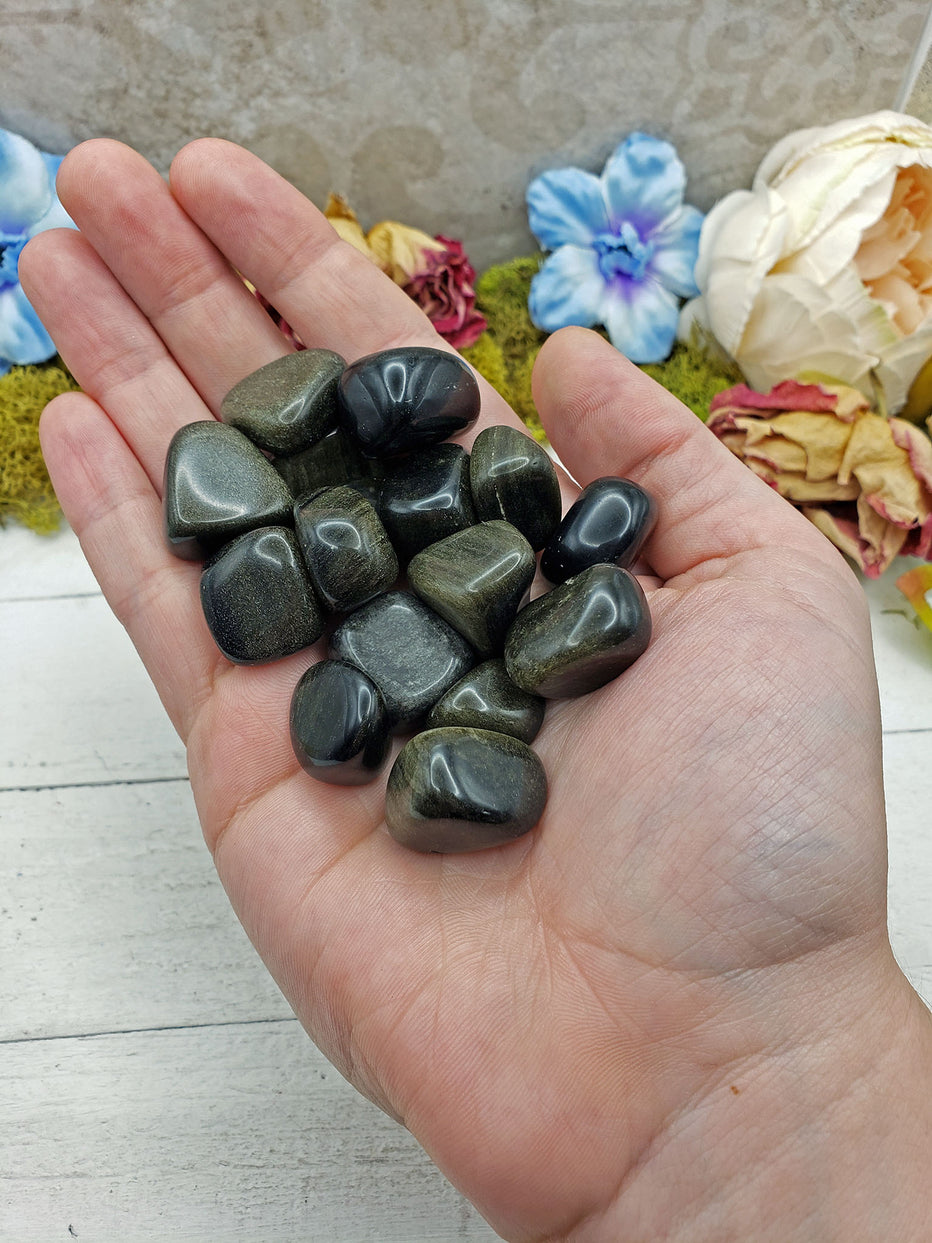 Gold Sheen Rainbow Obsidian Crystal Tumbled Stone | SMALL – Crystal ...