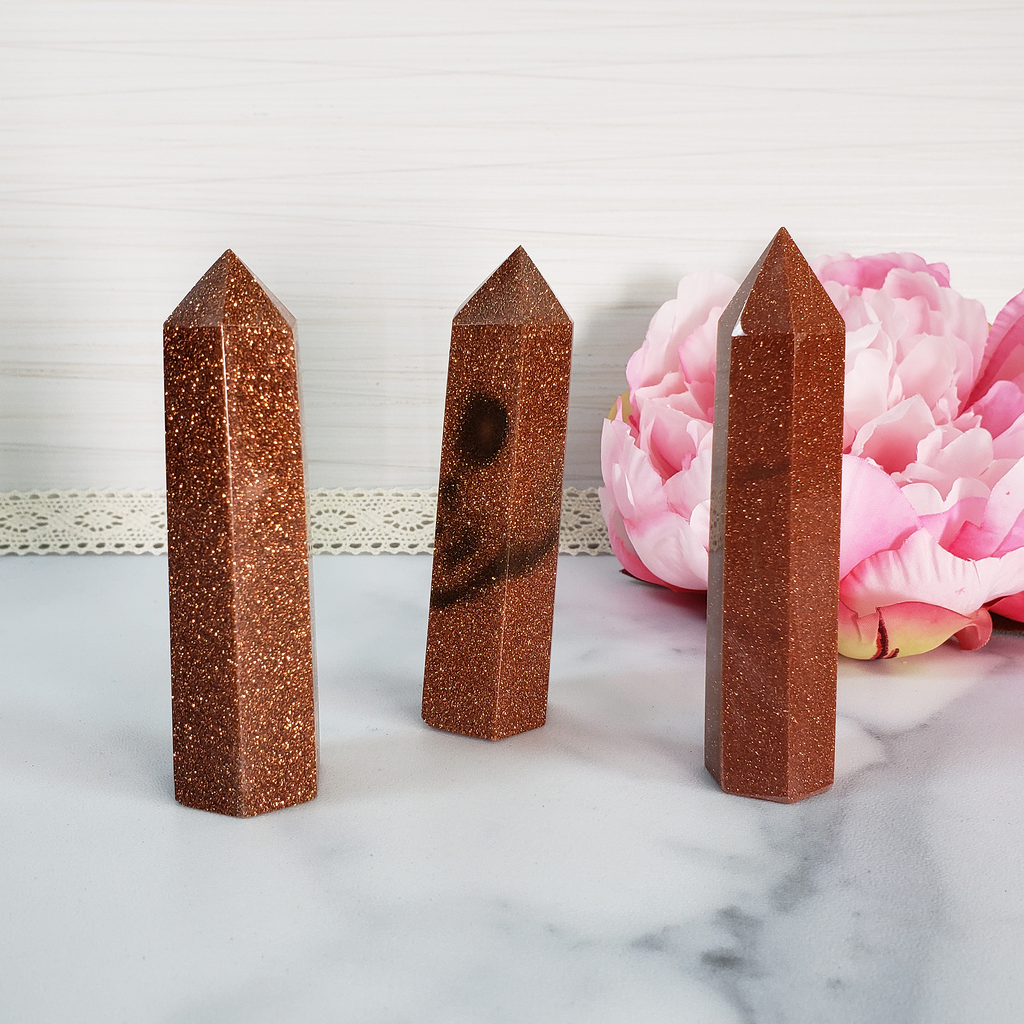 Red Goldstone Crystal Manmade Gemstone Tower Point – Crystal Gemstone Shop