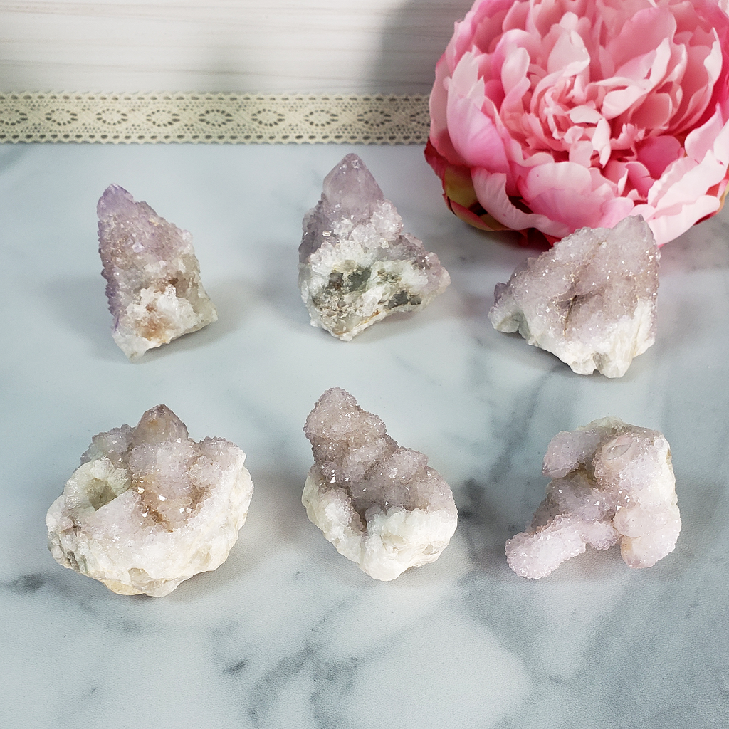Spirit Cactus Quartz Lavender Amethyst Crystal Natural Druzy Cluster ...