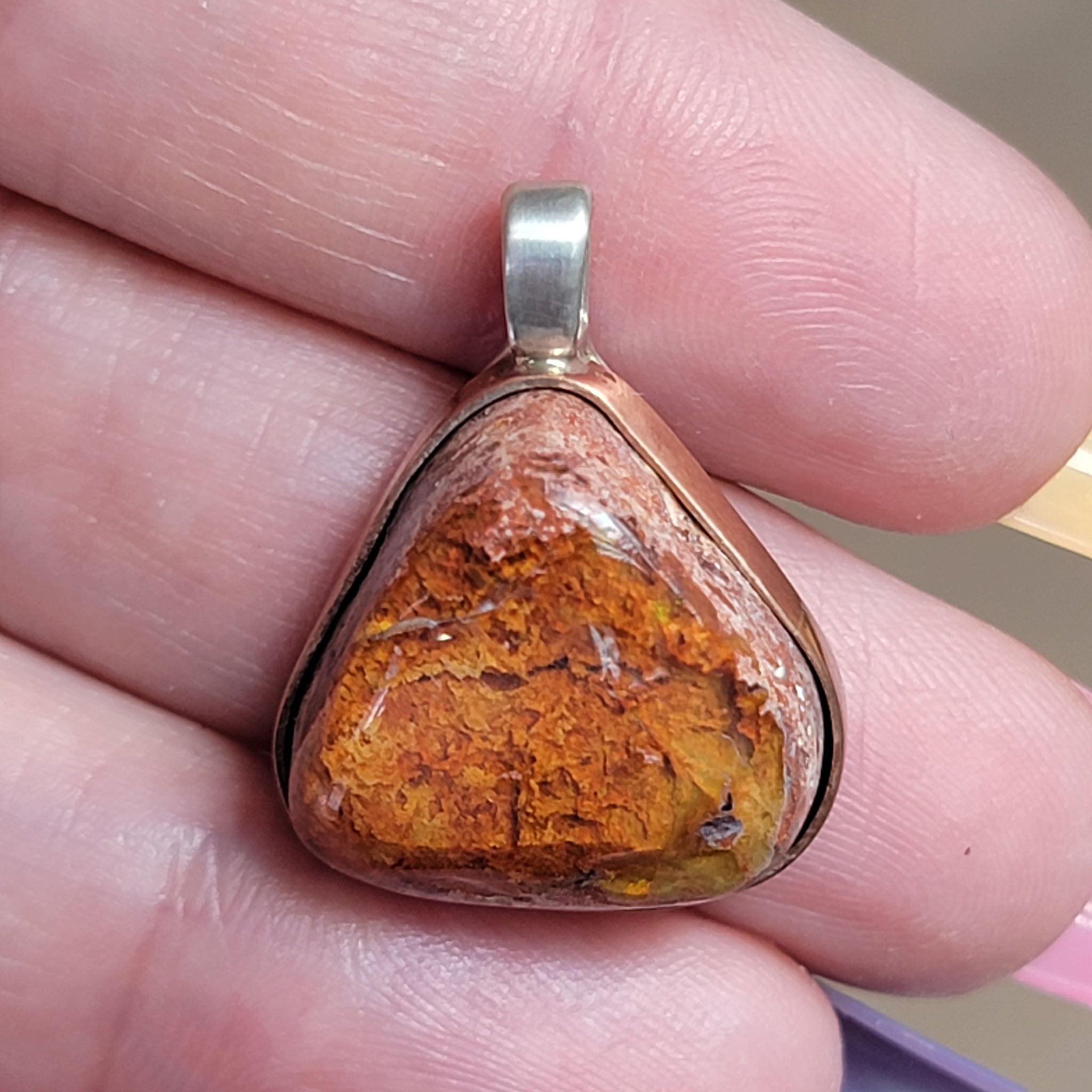 Natural Cantera Mexican Yellow Opal Sterling Silver & Copper Mixed Met ...
