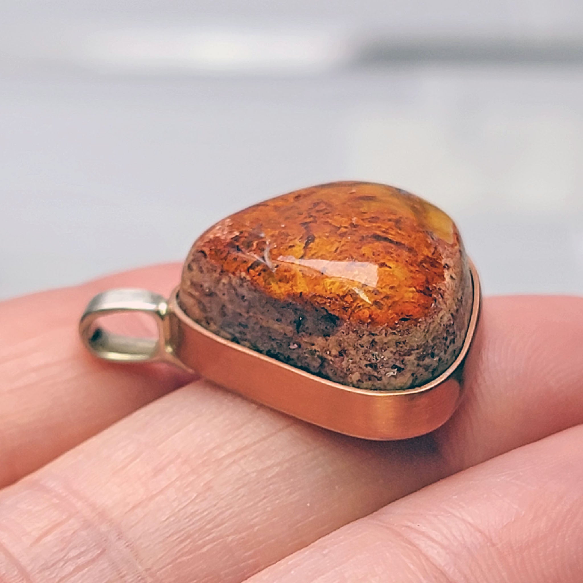 Natural Cantera Mexican Yellow Opal Sterling Silver & Copper Mixed Met ...