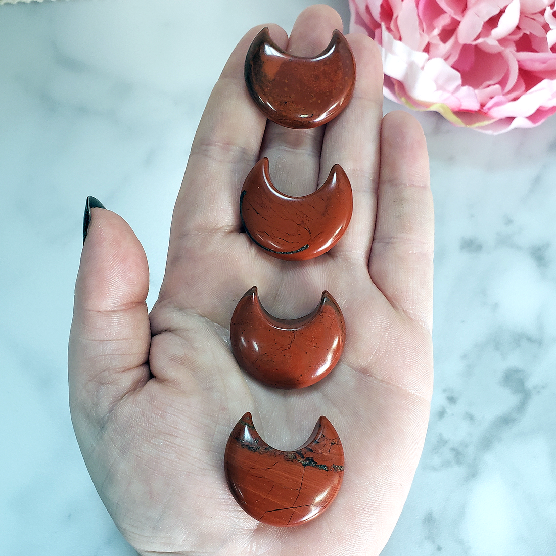 Red Jasper Natural Gemstone Crescent Moon Carving Fidget Stone ...