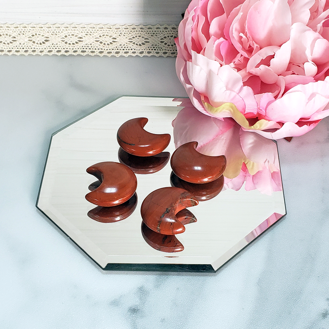 Red Jasper Natural Gemstone Crescent Moon Carving Fidget Stone ...