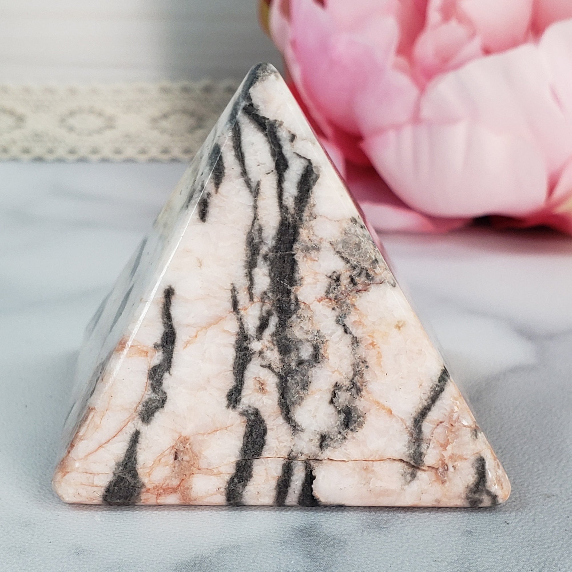 Unique Zebra Jasper Stone Natural Crystal Pyramid | 2 Inch Base | Soli ...