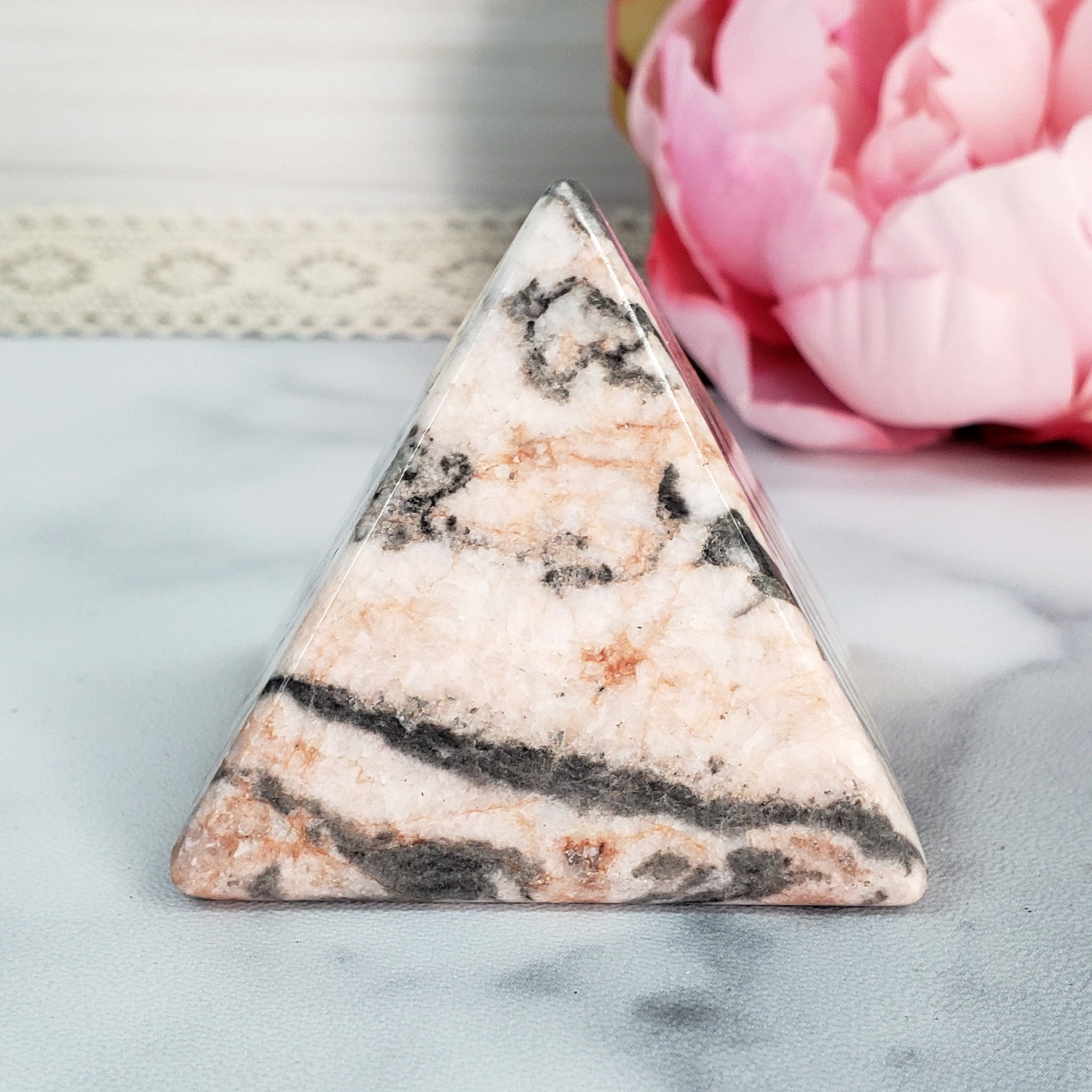 Unique Zebra Jasper Stone Natural Crystal Pyramid | 2 Inch Base | Soli ...