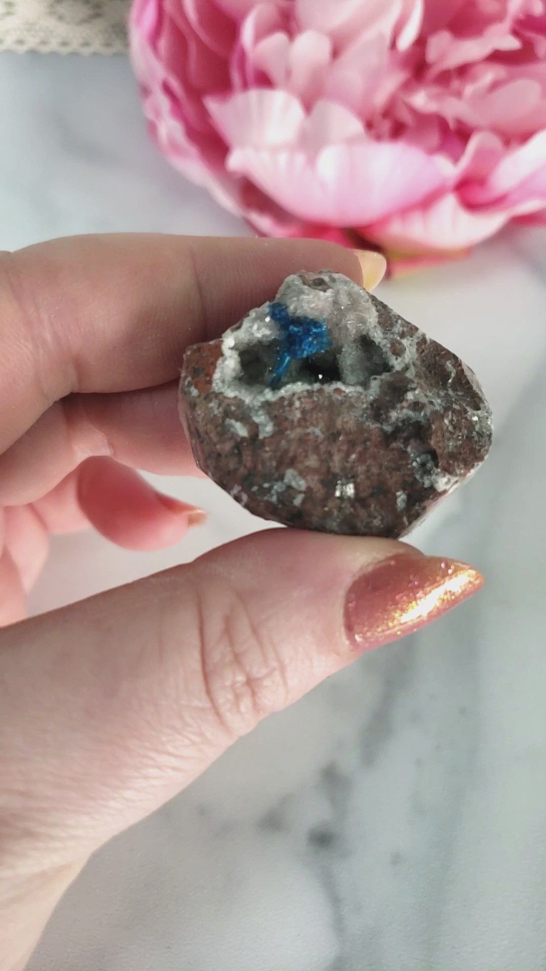 Unique Cavansite Crystal Cluster with White Stilbite in Basalt Matrix ...