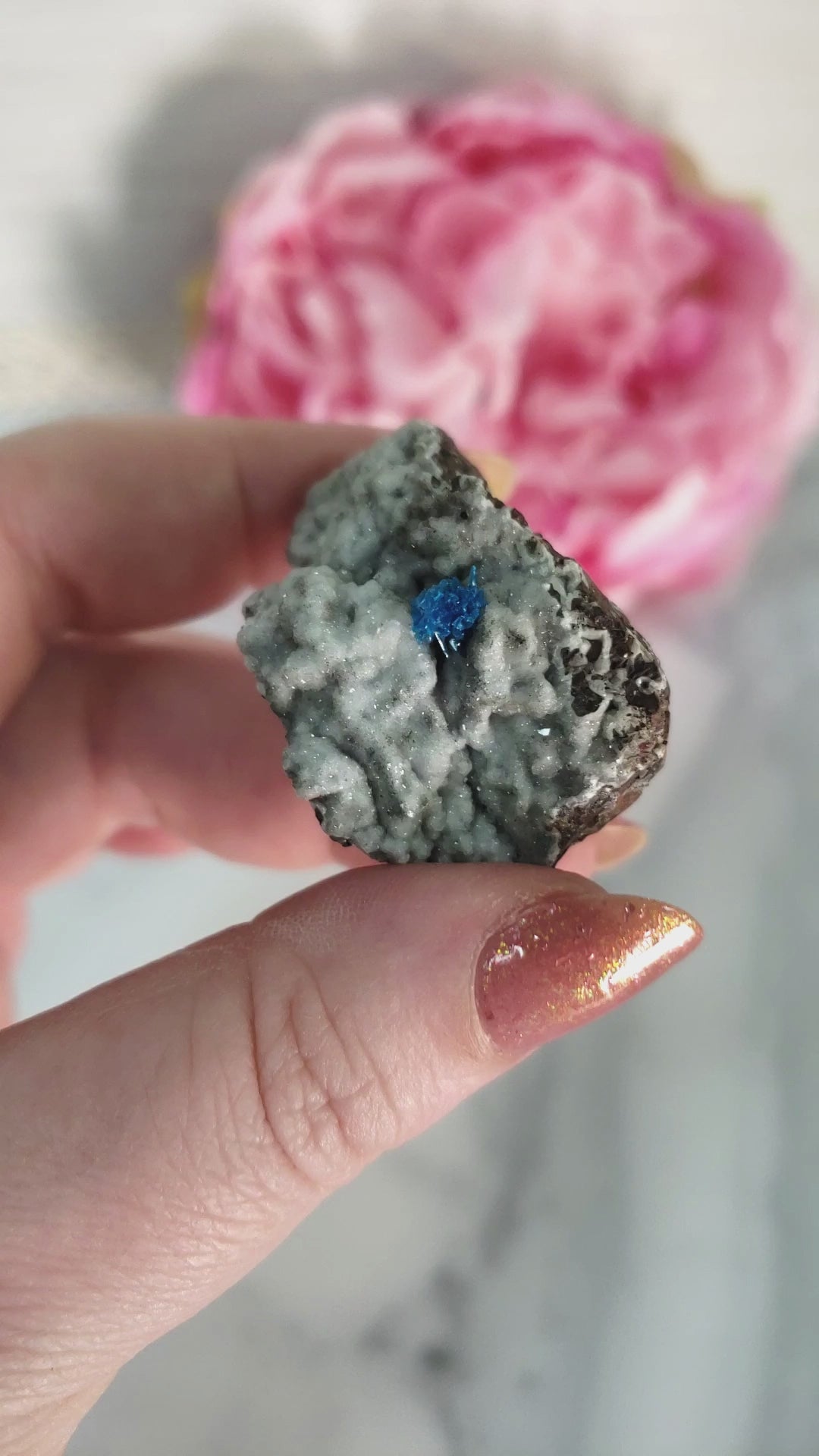 Unique Cavansite Crystal Cluster with White Stilbite in Basalt Matrix ...