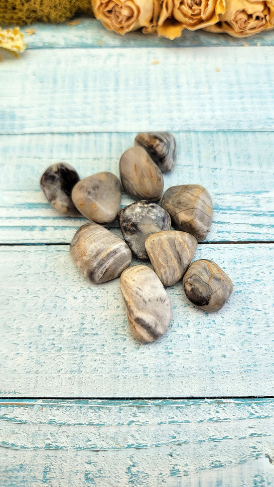 Grey Jasper Polished Tumbled Gemstone - Single Stone – Crystal Gemstone ...