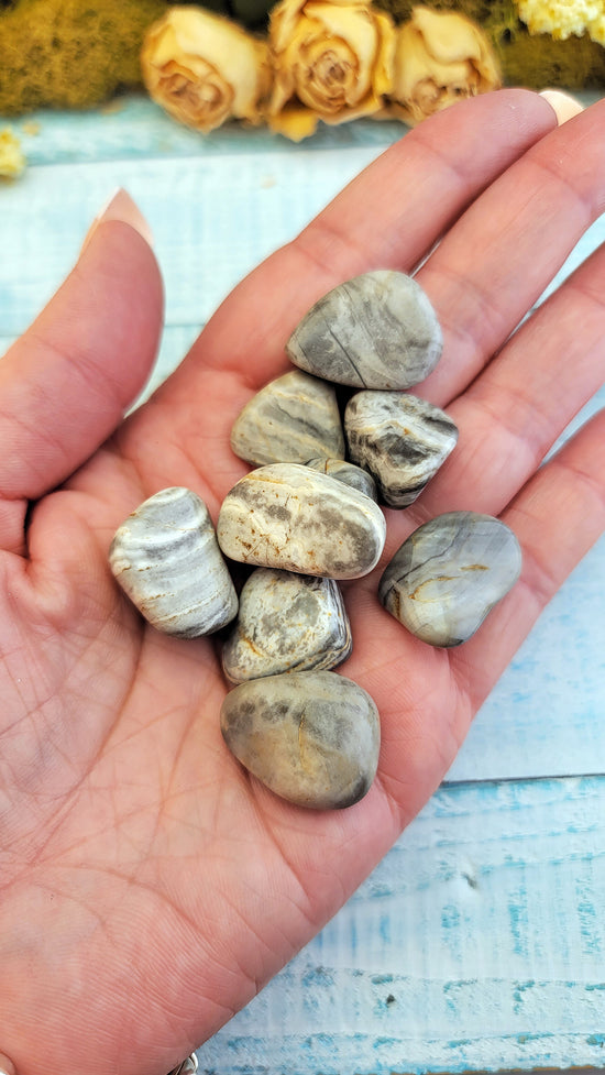 Grey Jasper Polished Tumbled Gemstone - Single Stone – Crystal Gemstone ...