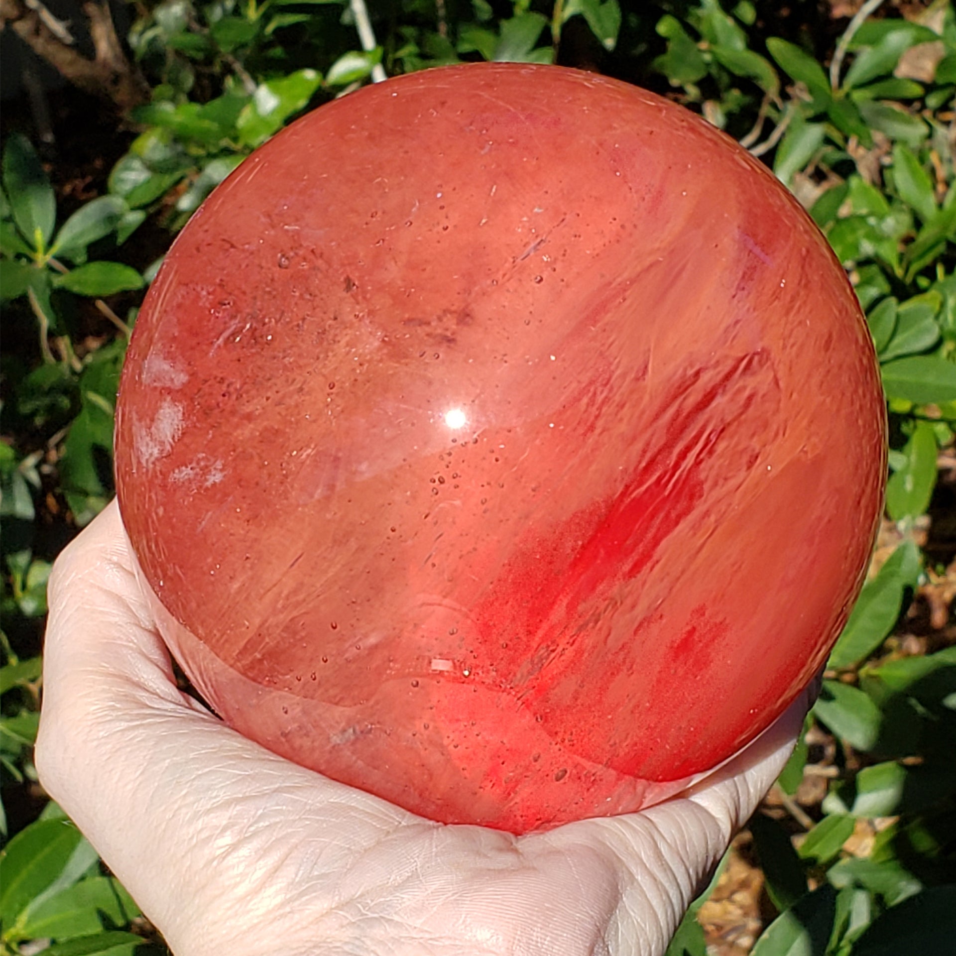 Cherry Quartz Strawberry Obsidian Manmade Crystal Sphere Orb | JUMBO ...