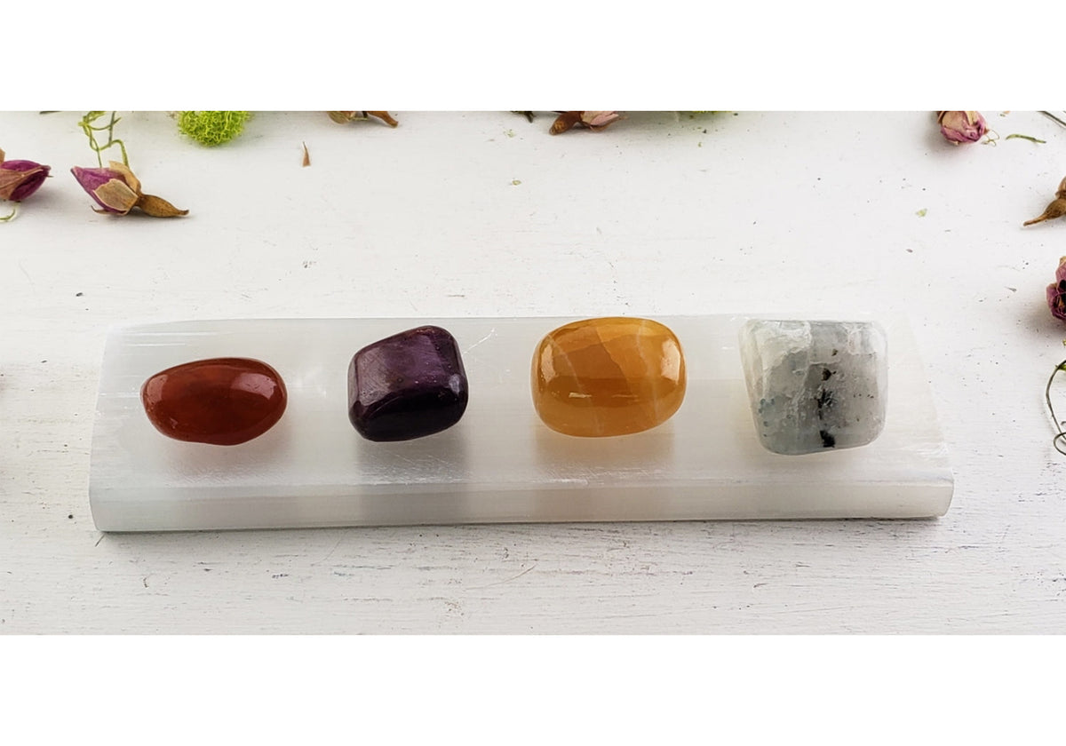 Cancer Zodiac Set - Four Intuitively Selected Stones, Selenite Chargin ...